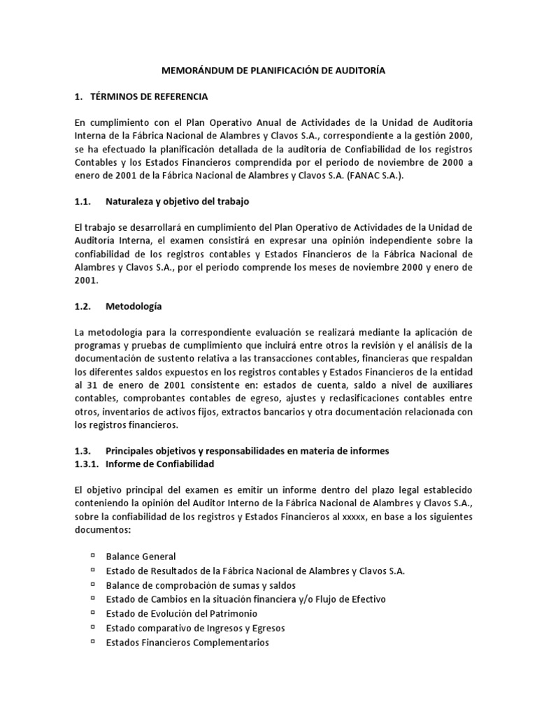 Ejemplo Memorandum Planeacion Auditoria Doc Firma De - vrogue.co Ejemplo Memorandum Planeacion Auditoria Doc Firma De - vrogue.co