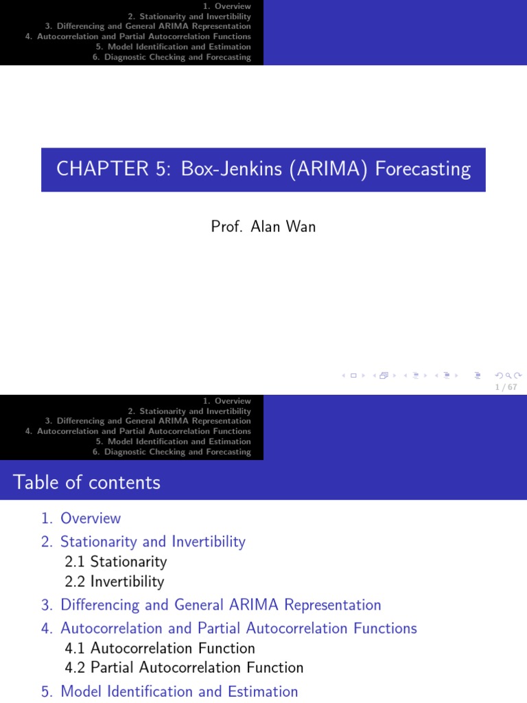 CHAPTER 5: Box-Jenkins (ARIMA) Forecasting: Prof. Alan Wan | PDF | Autoregressive Integrated ...