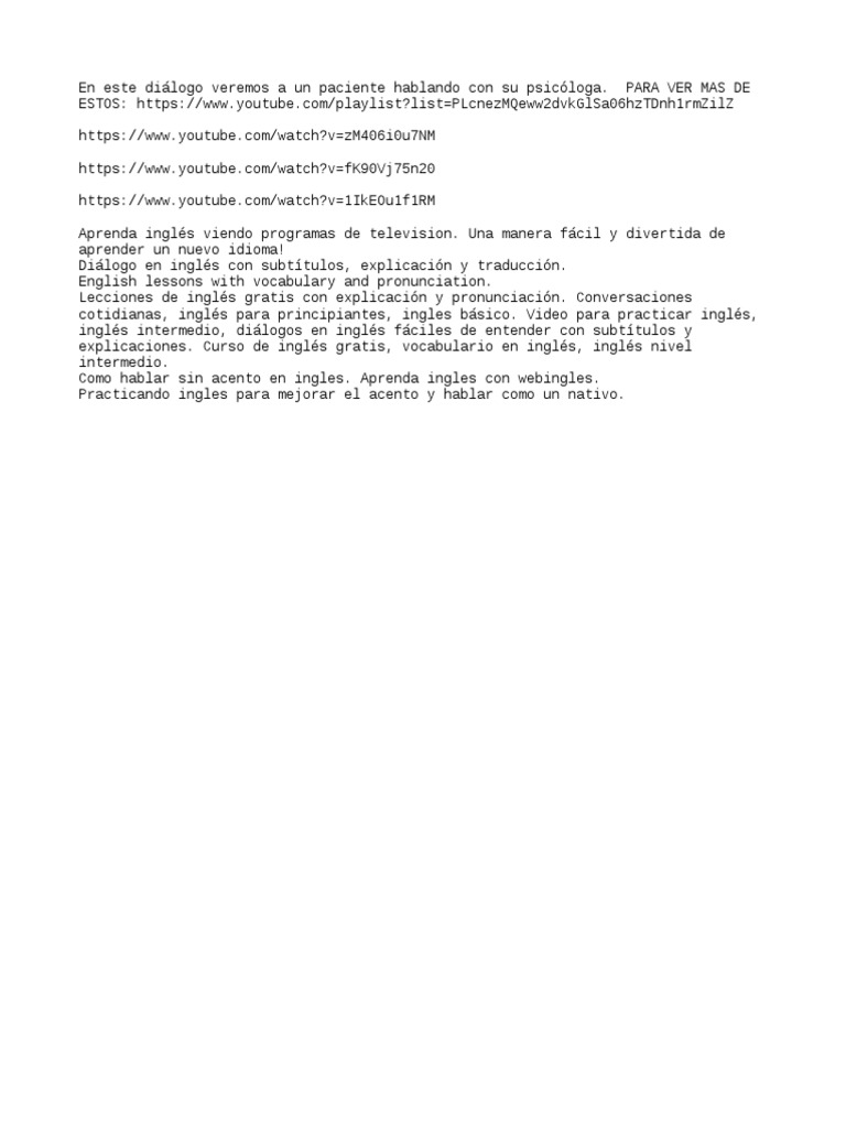 Conversación En Inglés Para Practicar Y Aprender A Hablar Inglés