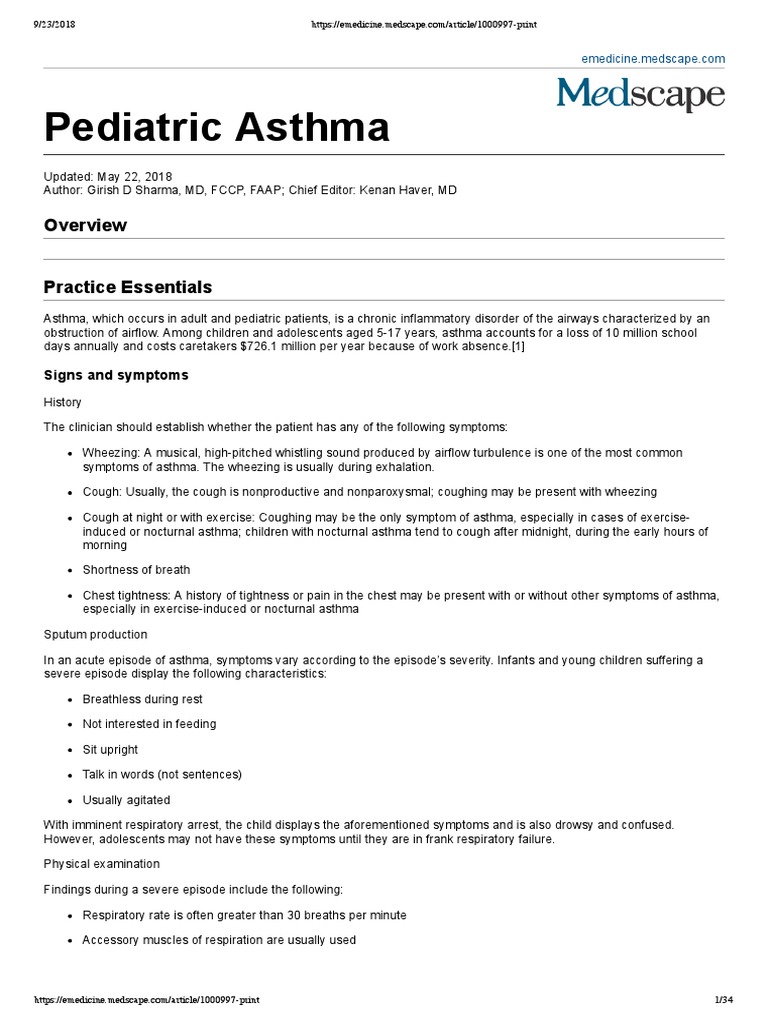 Pediatric Asthma: Symptoms and Management | PDF | Asthma | Allergen