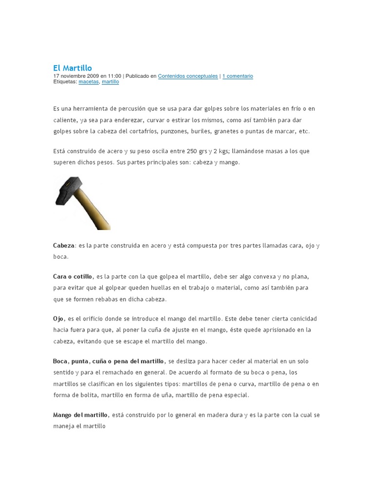 El Martillo y Sus Partes | PDF
