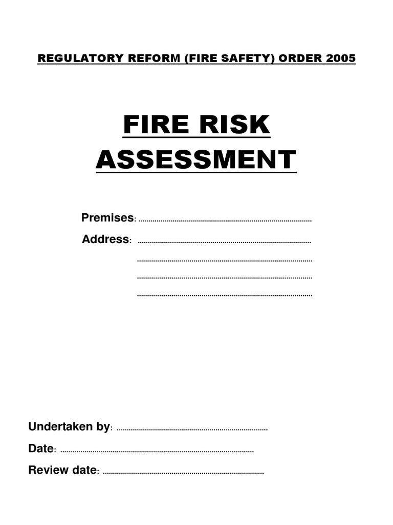 Fire Risk Assessment Form PDF | PDF | Fire Safety | Risk Assessment