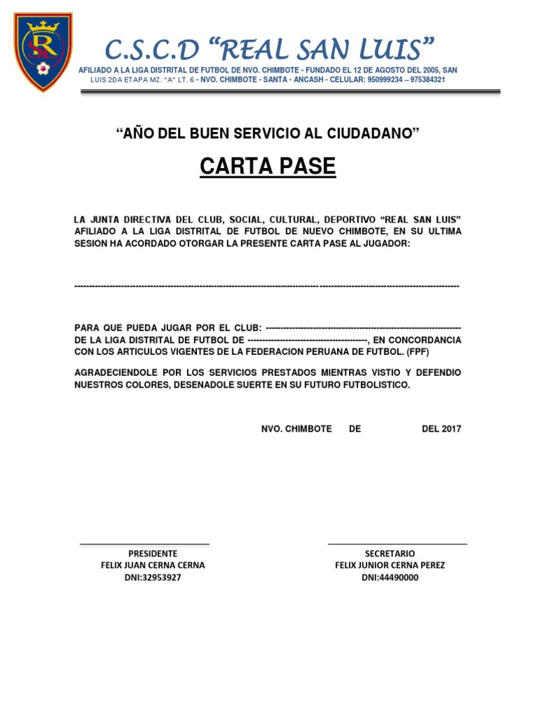 Carta Pase | PDF