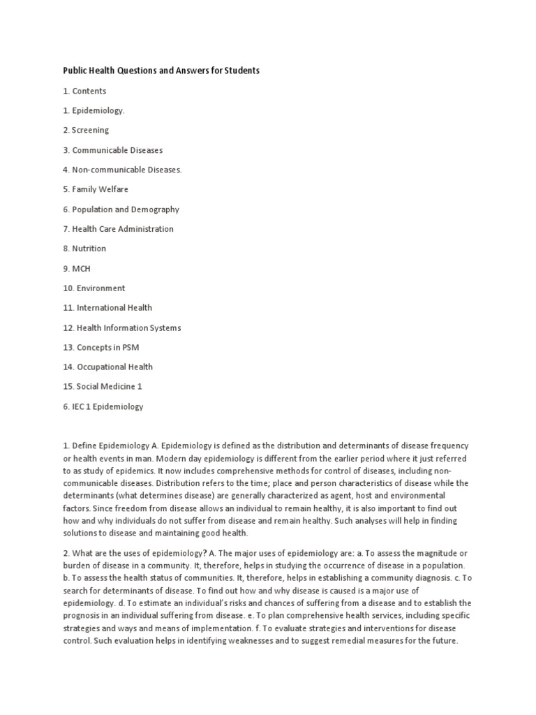 A Comprehensive Guide to Key Public Health Concepts for Students | PDF ...