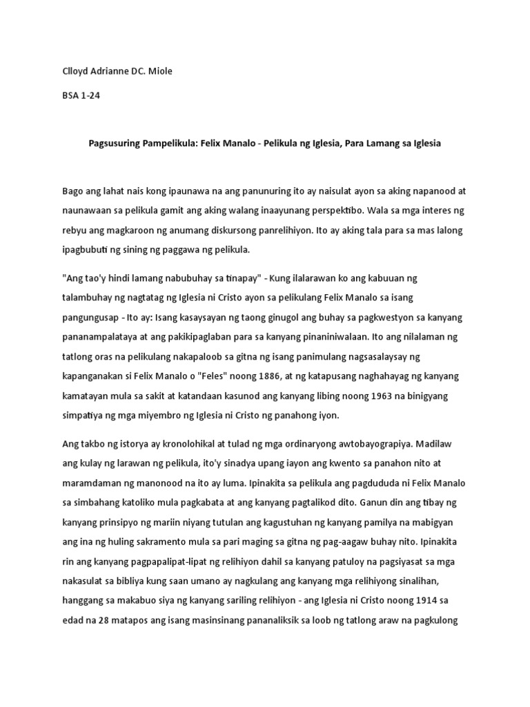 Pagsusuring Pampelikula | PDF