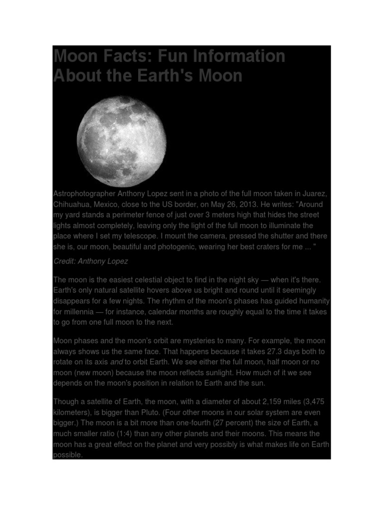 Moon Facts: Fun Information About The Earth's Moon: Credit: Anthony ...
