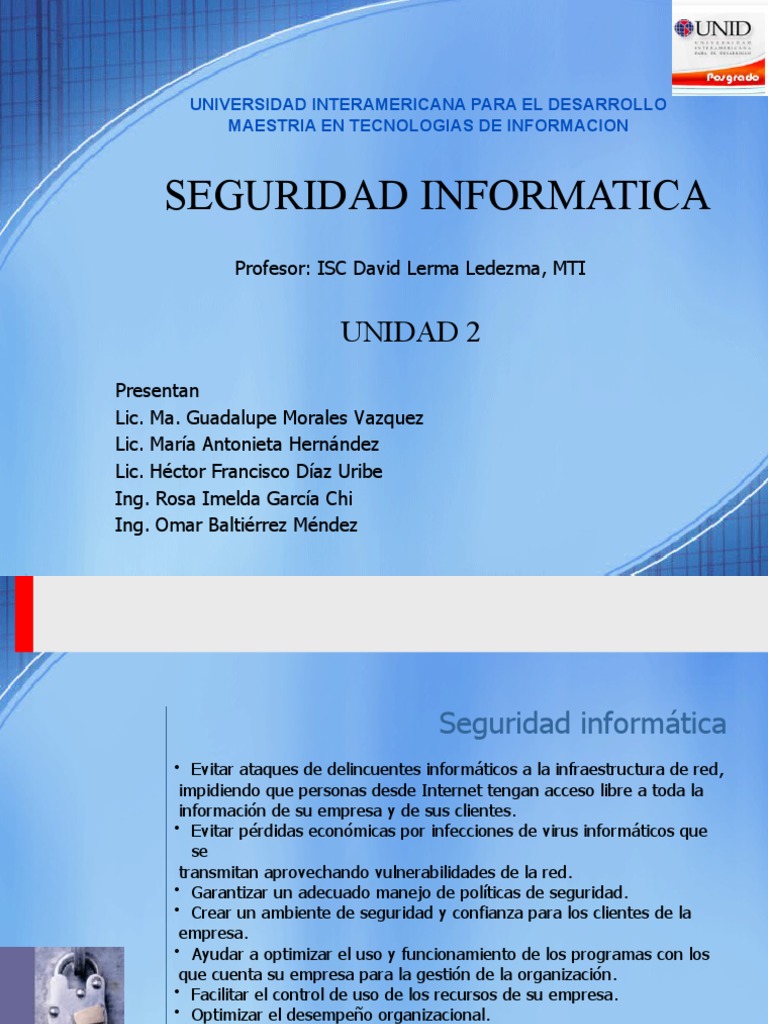 Unidad 2 Seguridad Informatica | PDF | Datos | Gestión de tecnología de ...
