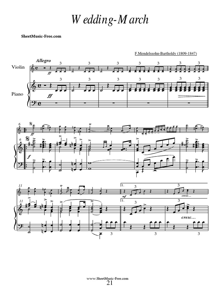 Mendelssohn Wedding March Sheet Music PDF | PDF