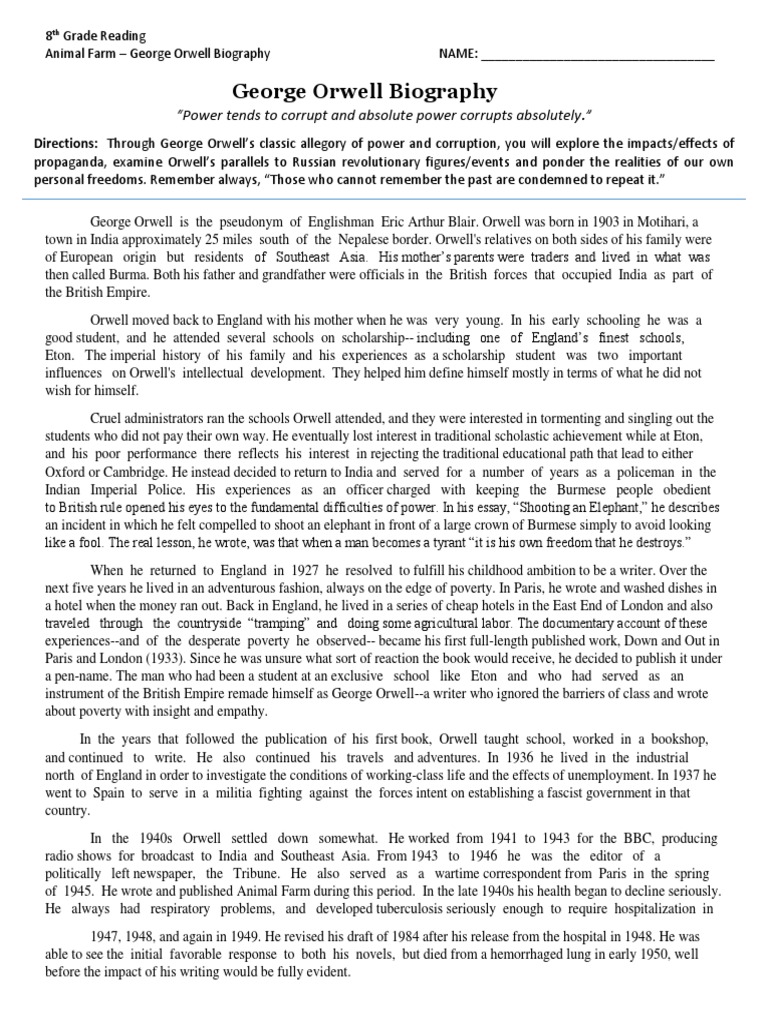 Orwell Assignment | Download Free PDF | George Orwell