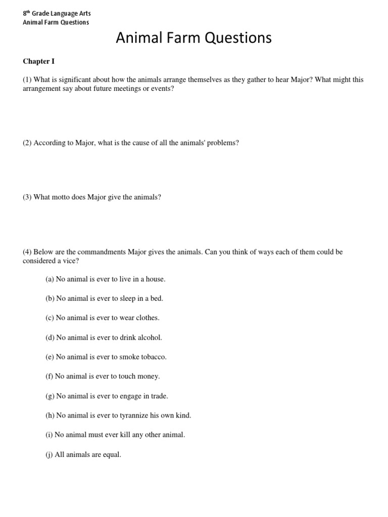 Animal Farm Comprehension Questions | PDF | General Fiction