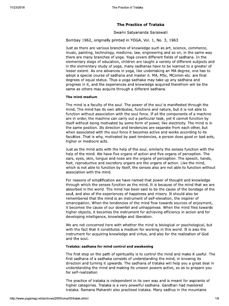 The Practice of Trataka | PDF