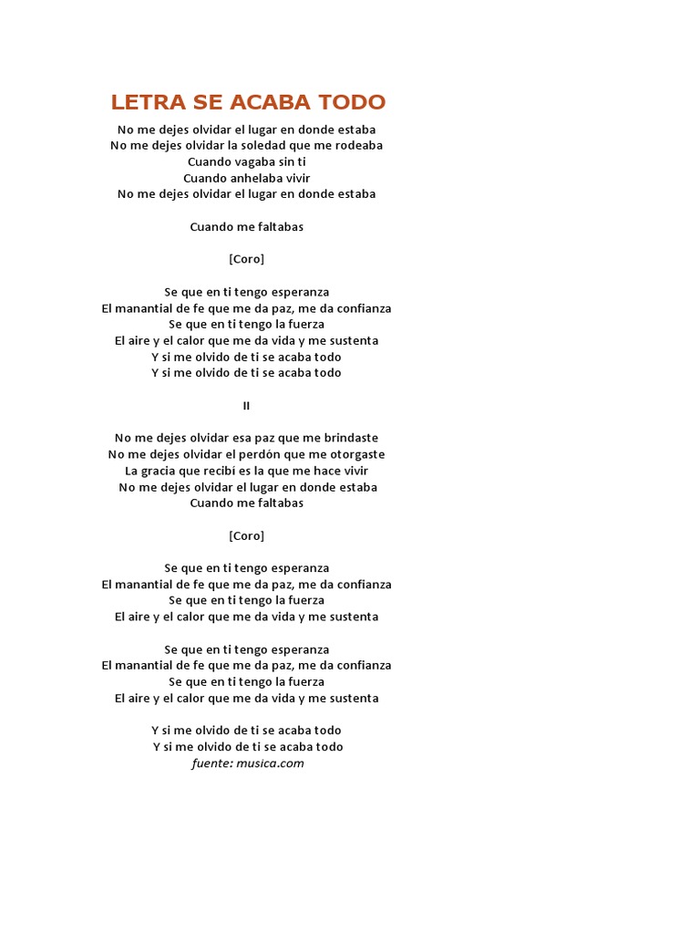 Letra Se Acaba Todo | PDF