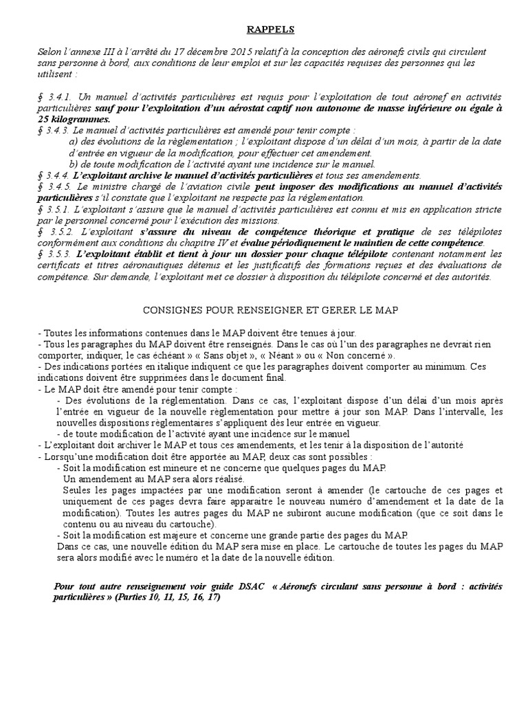 Canevas-Type de Manuel D'activités Particulières (MAP) | PDF ...