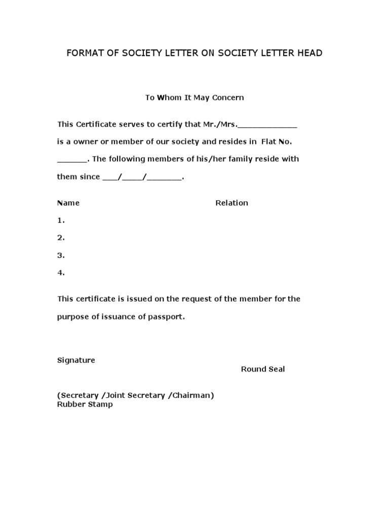 Format For Society Letter | PDF