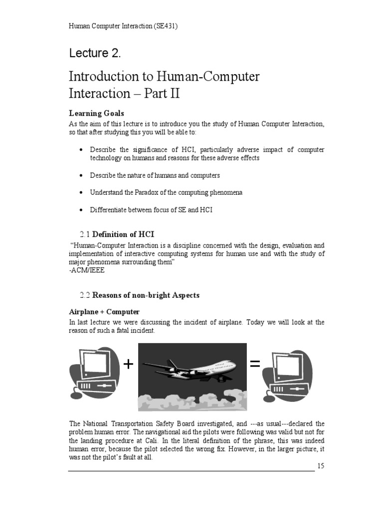 Introduction To Human-Computer Interaction - Part II: Learning Goals ...