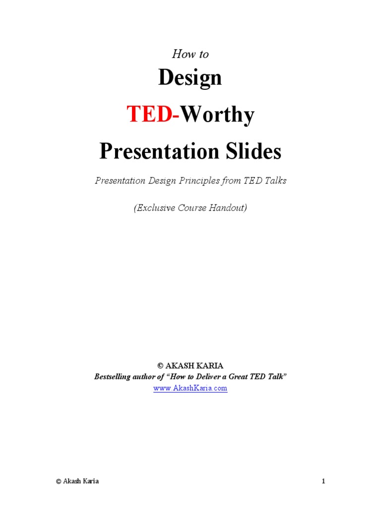 Exclusive TED Course Handout PDF | PDF | Photograph