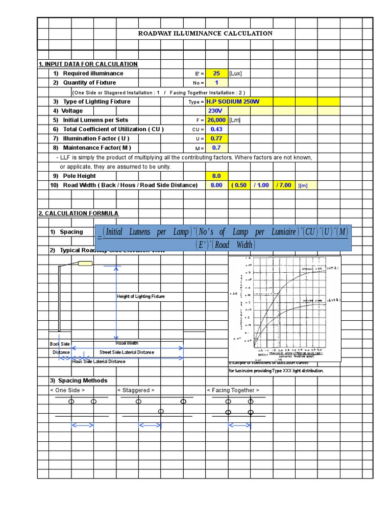 Road Lighting Calculation - Sample | PDF | Lighting | Electrodynamics