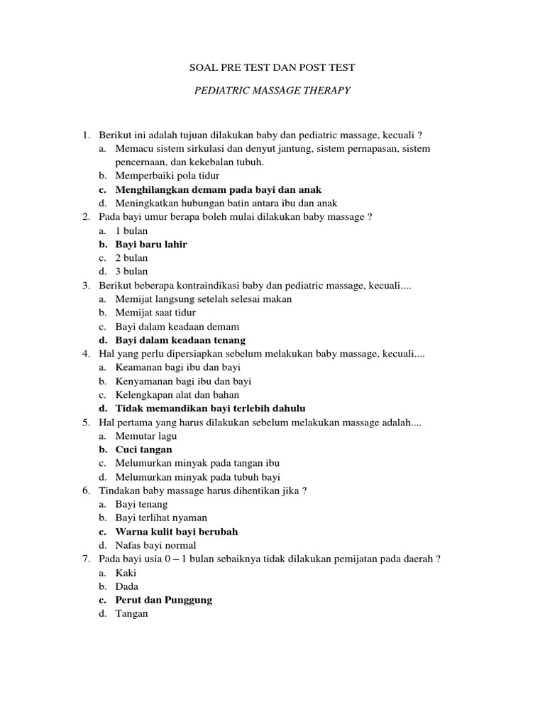 Kunci Jawaban Soal Pre Test Dan Post Test | PDF