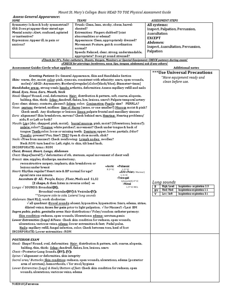 Basic Physical Assessment Guide 9282010 | PDF | Thorax | Human Anatomy