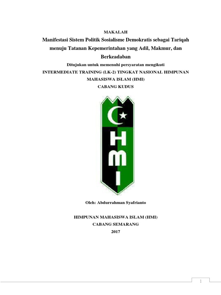 Makalah LK 2 HMI Cabang Kudus - Abdurrahman Syafrianto | PDF