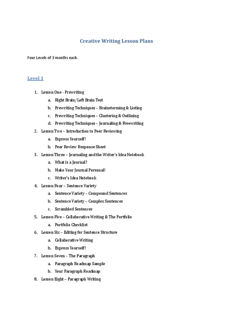 Creative Writing Lesson Plans | PDF | Poetry | Essays