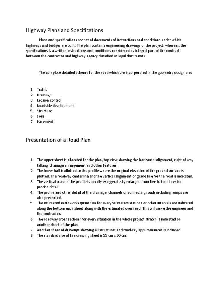 Highway Plans and Specifications Overview | PDF | Specification ...