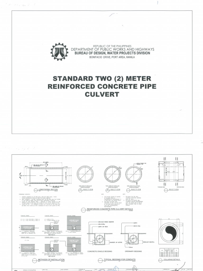 Two Meter Reinforced Concrete Pipe Culvert | PDF