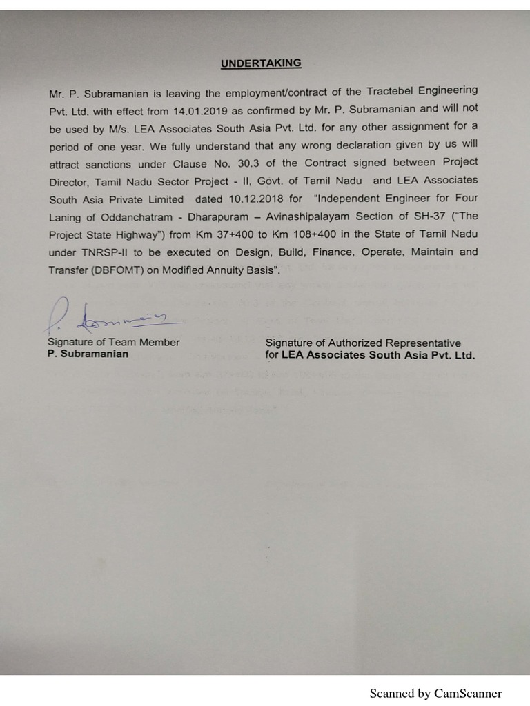 Revised Undertaking | PDF