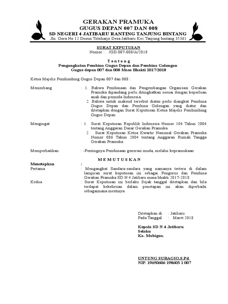 SK Pembina Pramuka | PDF