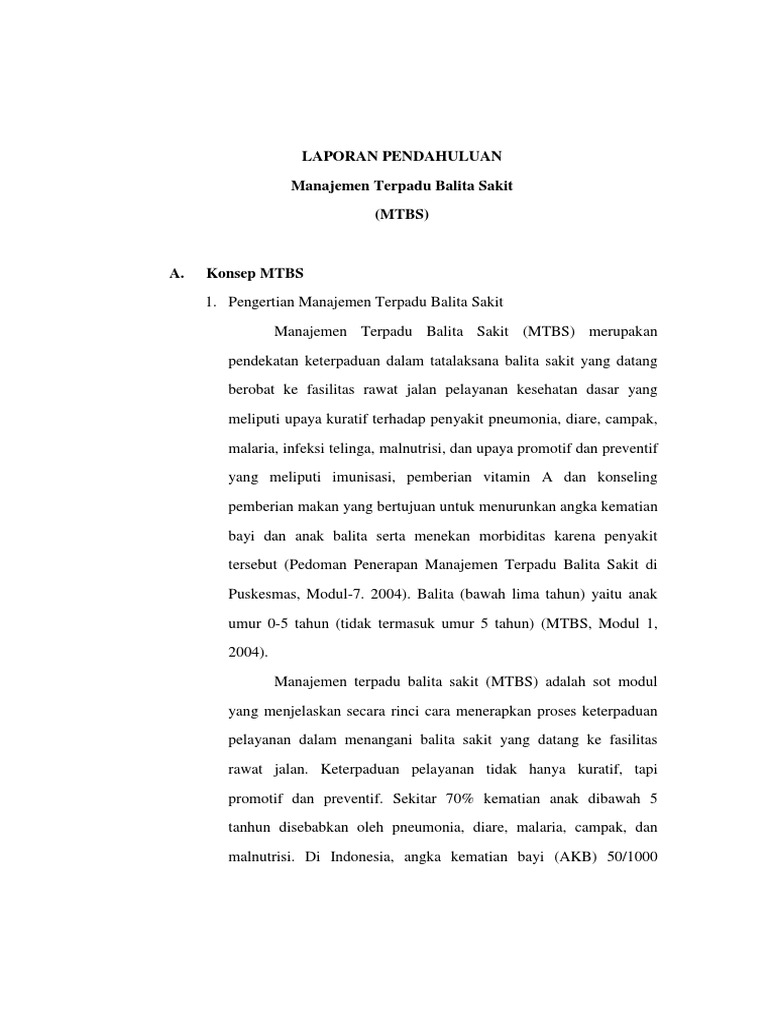 Laporan Pendahuluan MTBS | PDF