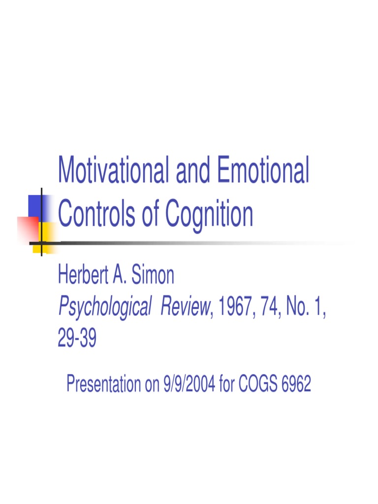 Motivational and Emotional Controls of Cognition | Download Free PDF ...