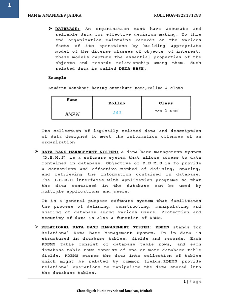 An Organisation Must Have Accurate And: Example | PDF | Databases ...