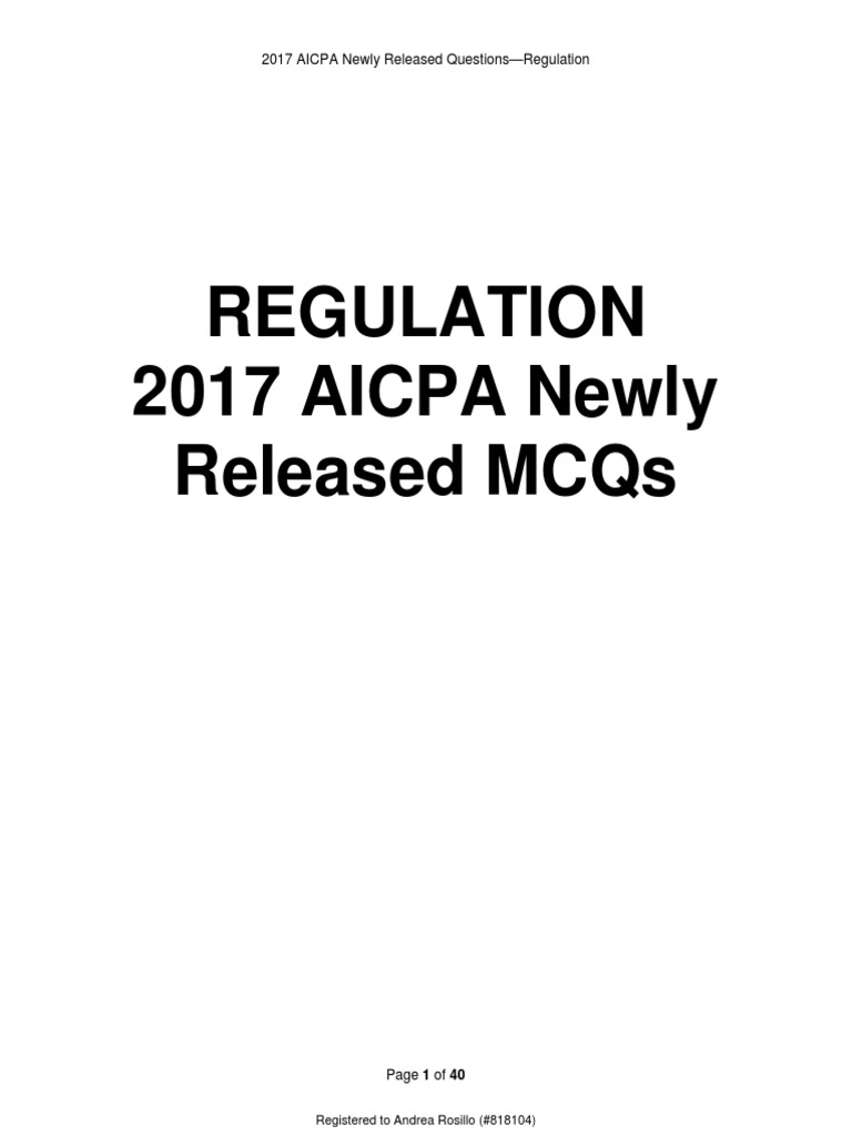 REG - 2017 AICPA Released Questions PDF | PDF | Certified Public ...