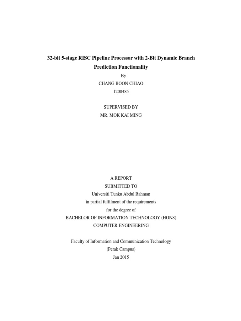 32-Bit 5-Stage RISC Processor With 2-Bit Dynamic Branch Predictor Functionality | PDF | Hardware ...