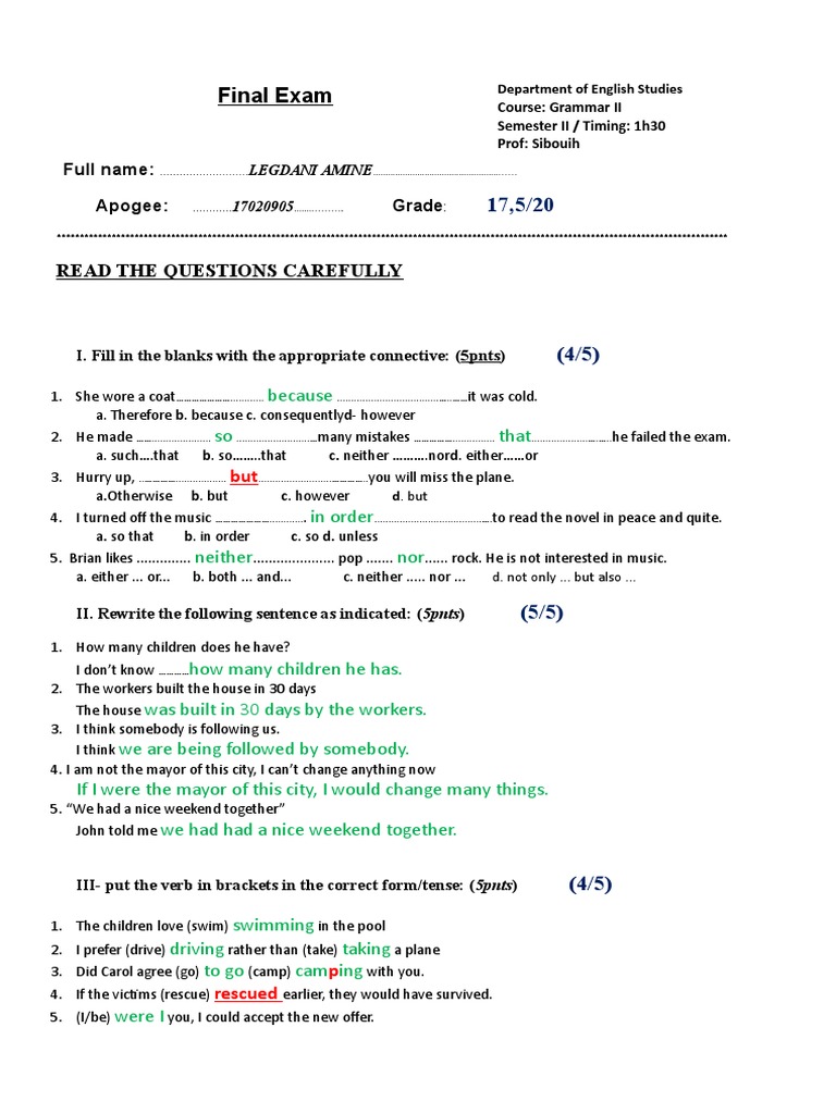 Legdani Amine Correction | PDF | Object (Grammar) | Syntactic Relationships