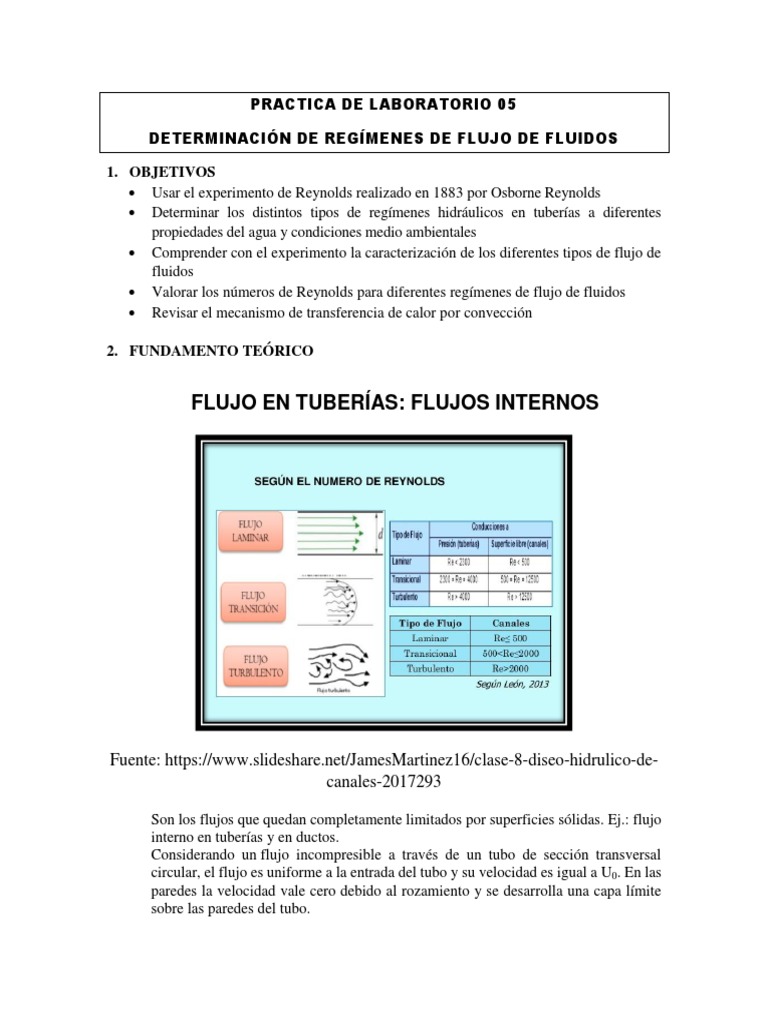 Determinación de Regímenes de Flujo de Fluidos | PDF | Numero Reynolds ...