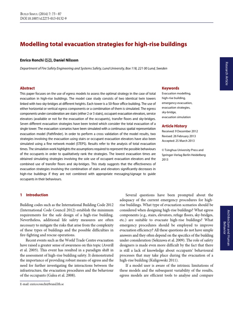 Modelling Total Evacuation Strategies For High-Rise Buildings | PDF ...