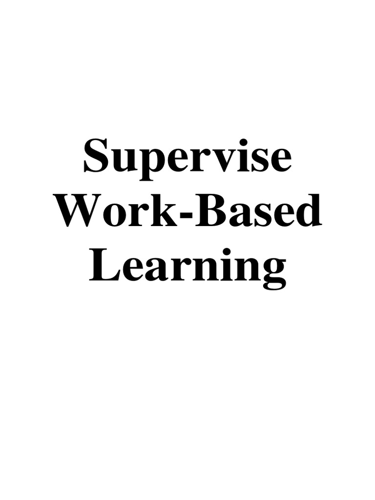 Supervise Work-Based Learning | PDF | Foodservice | Educational Technology
