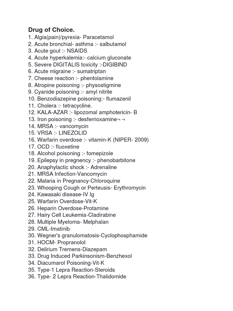 Drug of Choice | PDF | Drugs | Medical Specialties
