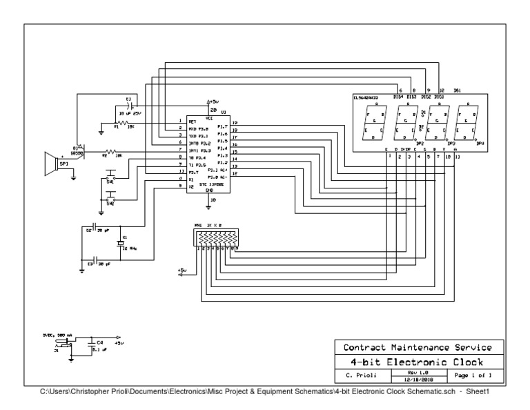 4-Bit Electronic Clock Schematic | PDF
