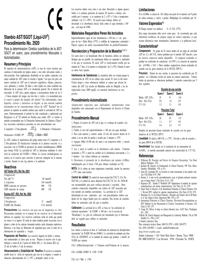 Ast Sgot PDF | PDF | Transaminasa | Lactato deshidrogenasa