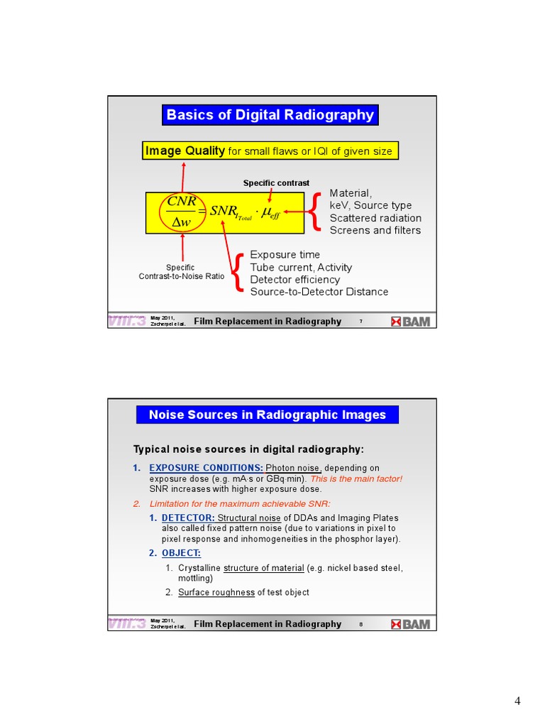 SNR W CNR: Basics of Digital Radiography | PDF