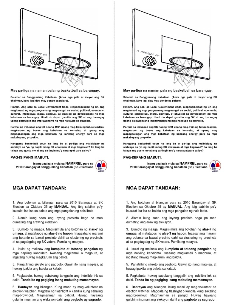 2010 Barangay-SK - SK Basketball (Front and Back) | PDF