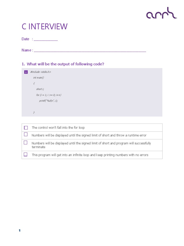 Interview | PDF | C (Programming Language) | Integer (Computer Science)