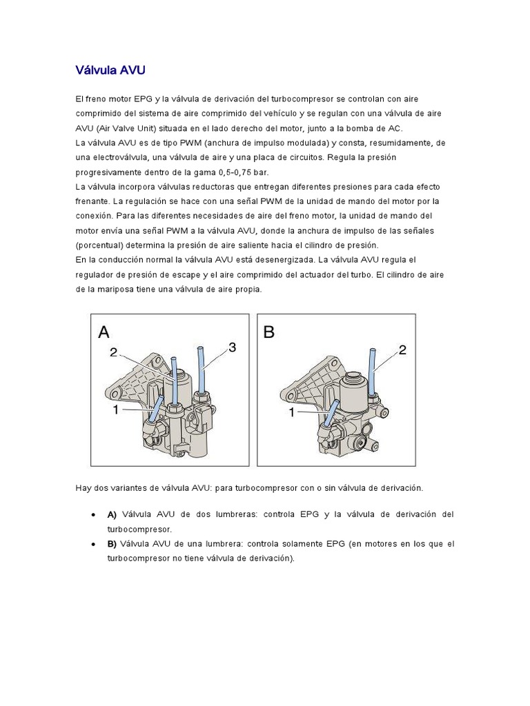 Valvula AVU Control Electrico Del Freno | PDF | Turbocompresor | Acelerador