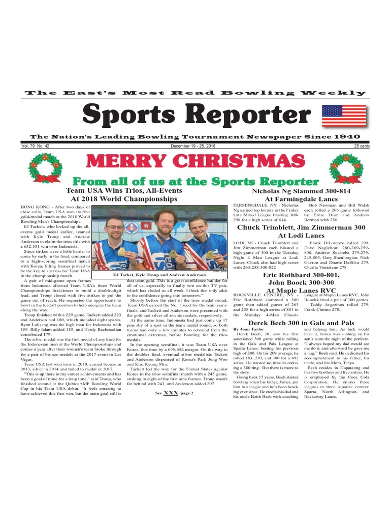 Sports Reporter: Team USA Wins Trios, All-Events at 2018 World ...