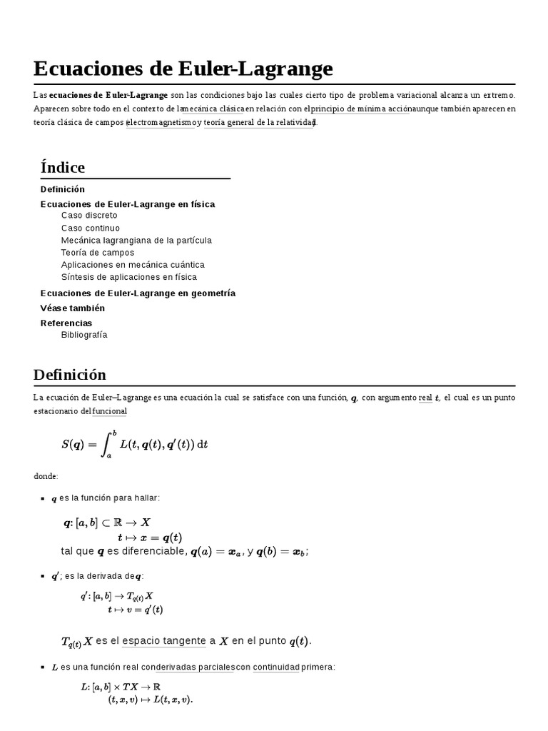 Ecuaciones de Euler-Lagrange | PDF | Ecuación de Euler-Lagrange ...