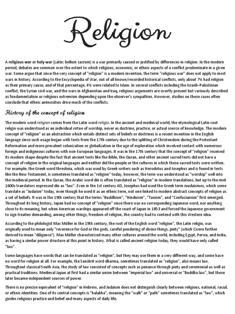 History of The Concept of Religion | PDF | Religious Behaviour And ...