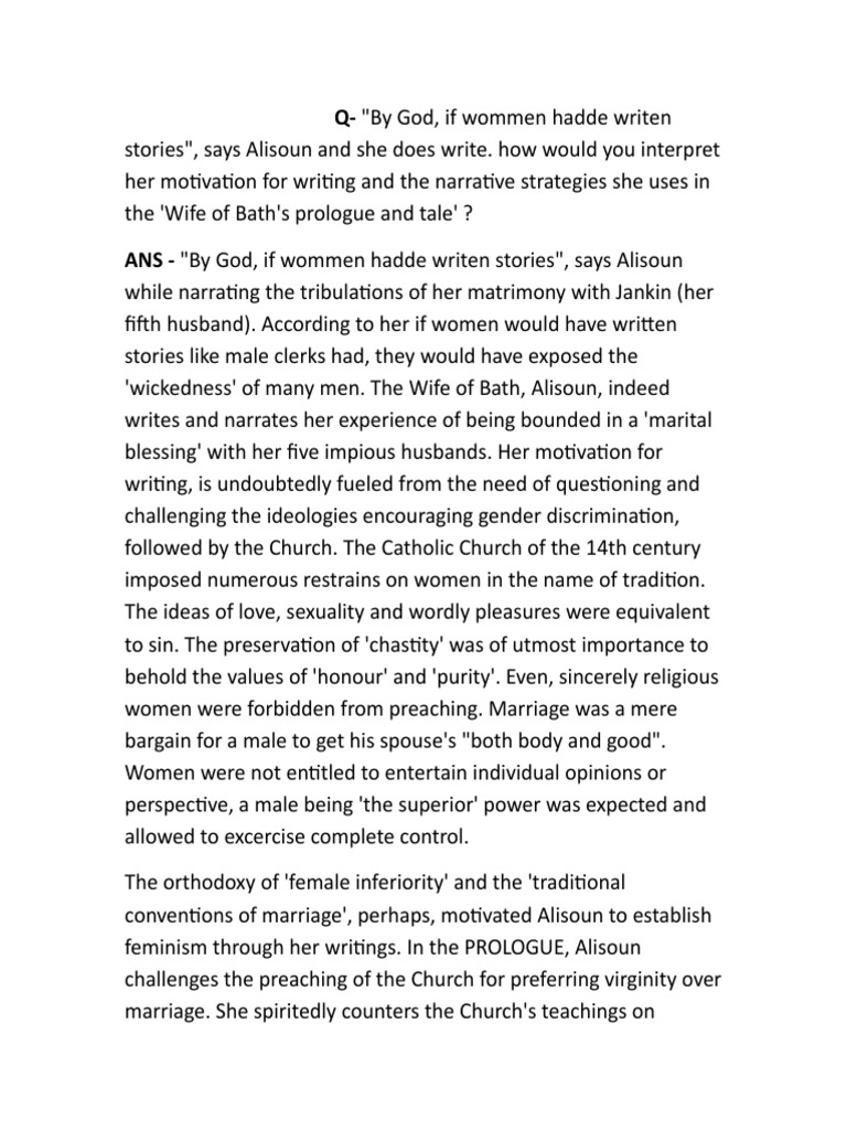Wife of Bath | PDF | Marriage | Human Sexuality