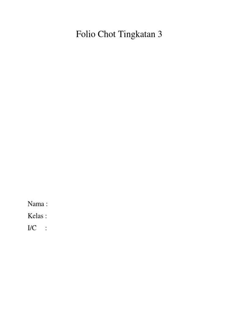 Folio Chot Tingkatan 3 | PDF